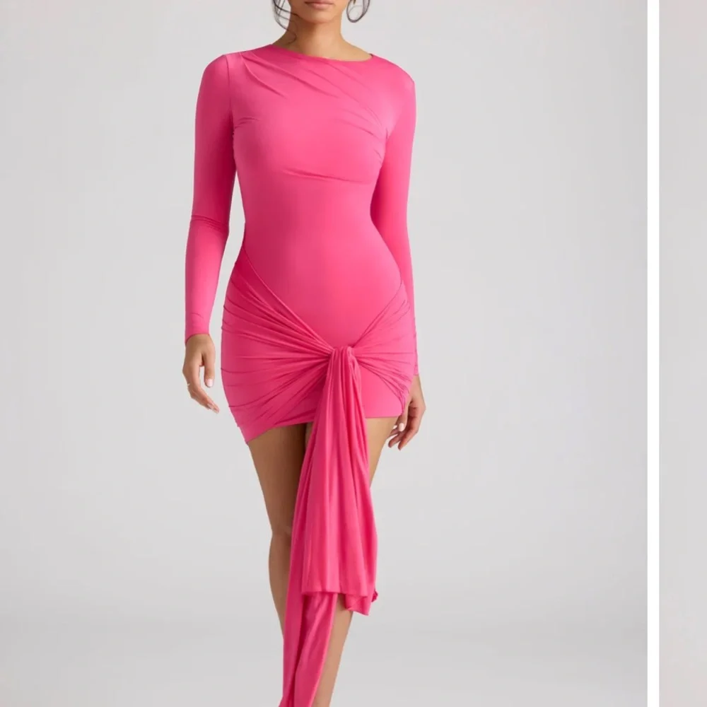 Oh Polly | Dresses | Oh Polly Long Sleeve Draped Mini Dress In Magenta ...